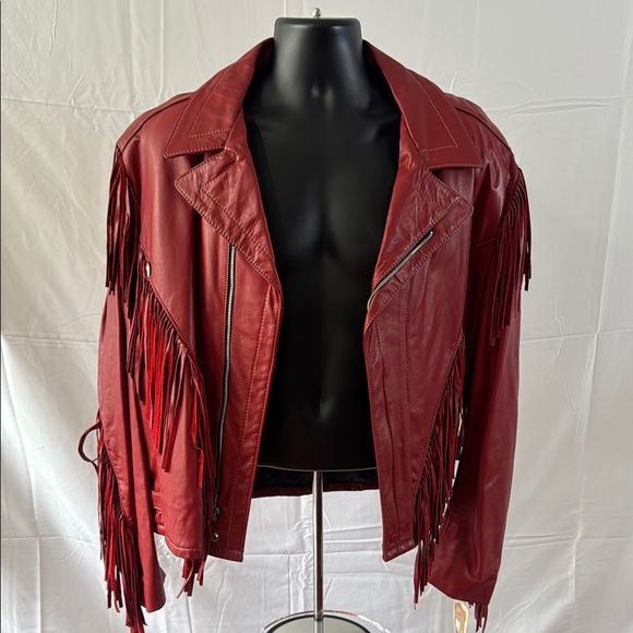 Jackets & Coats | Red Fringe Leather Jacket | Poshmark